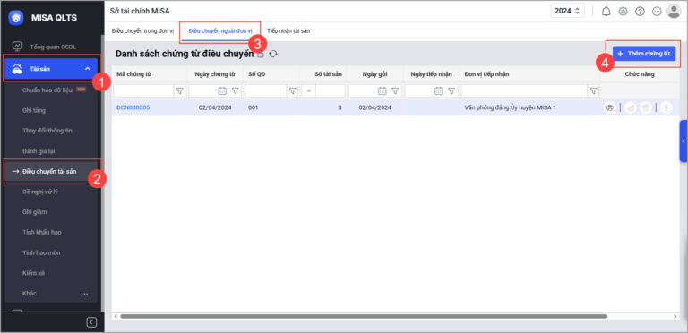 Bổ sung chức năng điều chuyển tài sản cho đơn vị không sử dụng phần mềm MISA QLTS – Help MISA QLTS